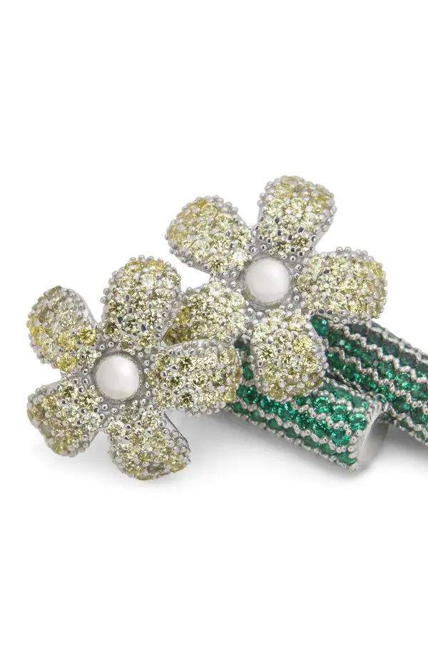 Loewe Flor Earrings In Sterling Silver And Crystals
