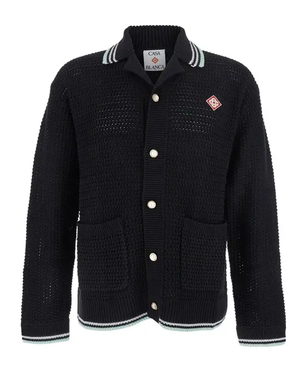 Casablanca Buttoned Ribbed Knit Cardigan