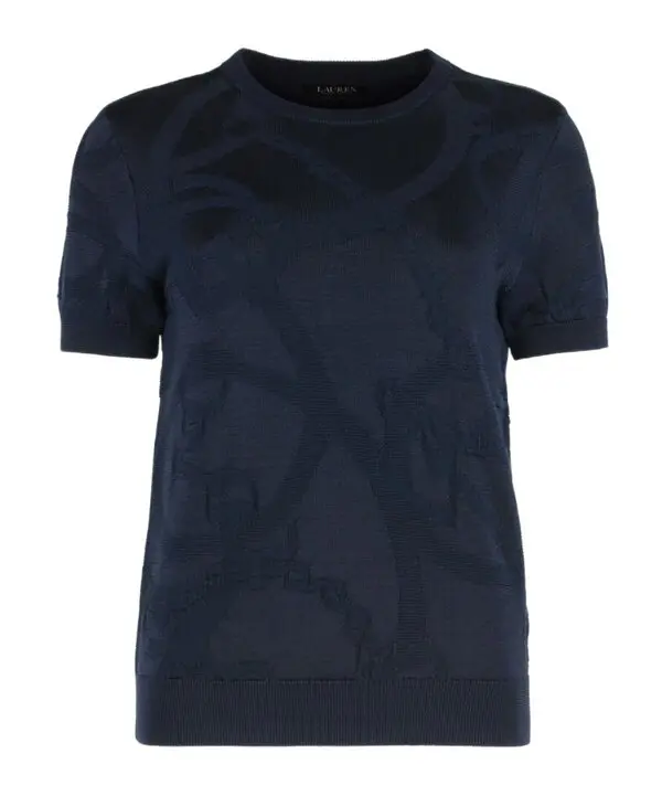 Ralph Lauren Textured Short-sleeve Knitted Top - Navy Blue