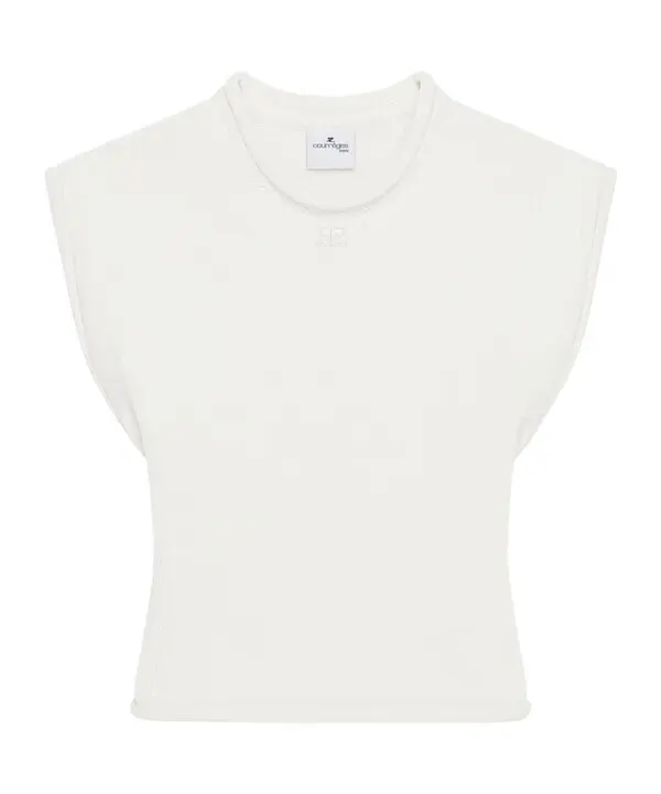 COURREGES Cropped Knit Sweater - White