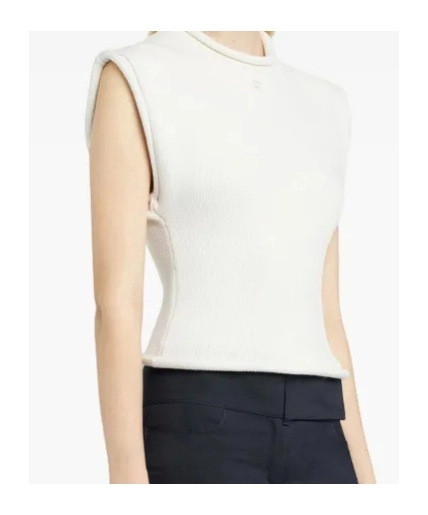 COURREGES Cropped Knit Sweater - White