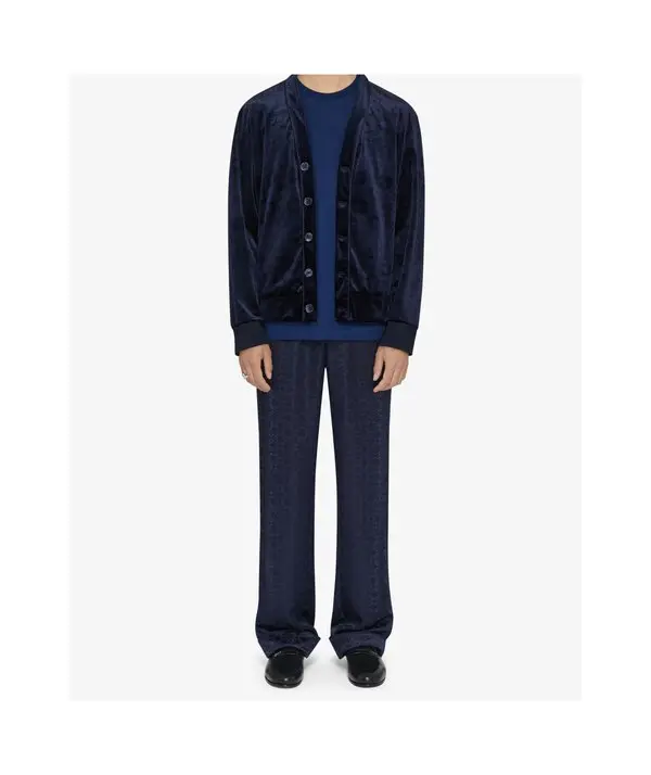 Givenchy Cardigan In Monogram 72 Velvet - Dark Blue