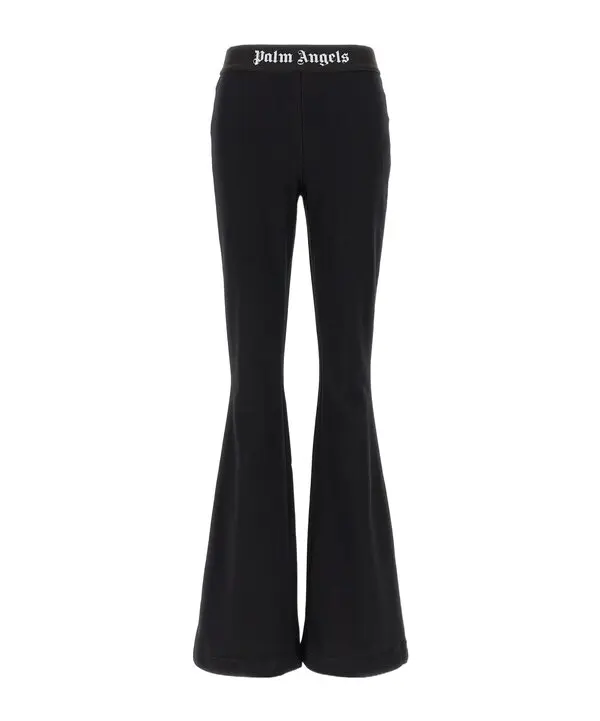 Palm Angels Logo-waistband Flared Leg Pants