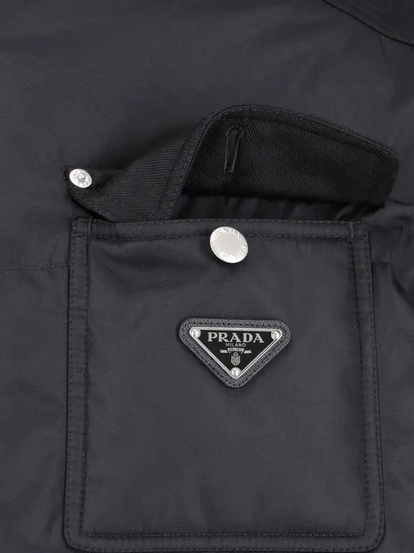 Prada Padded Zip-up Jacket With Enamel Triangle Logo