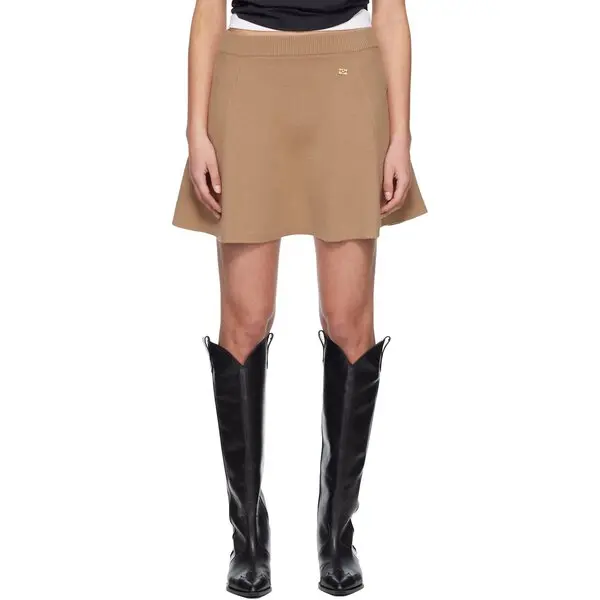 GANNI Cashmere Wool Mini Skirt - Incense