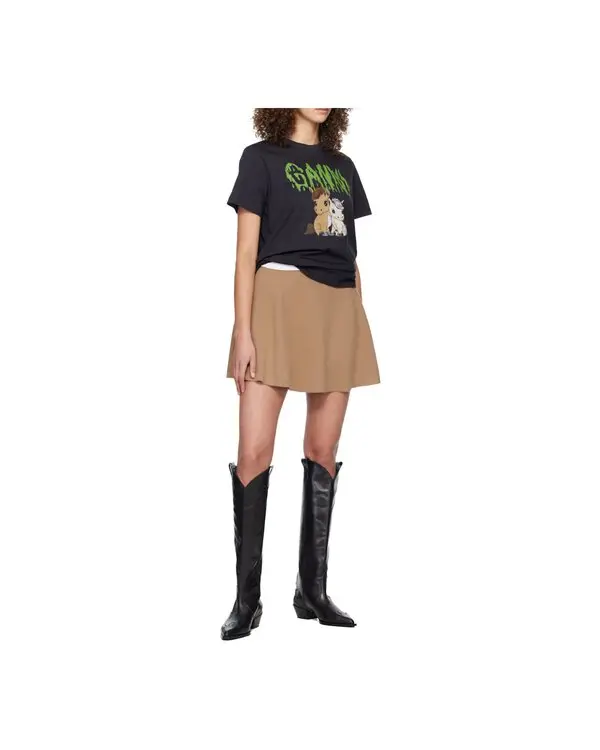 GANNI Cashmere Wool Mini Skirt - Incense