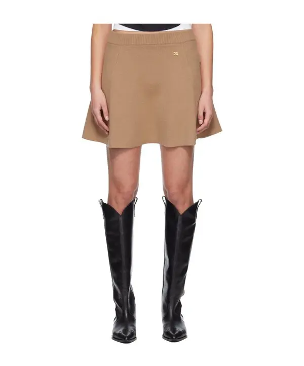GANNI Cashmere Wool Mini Skirt - Incense