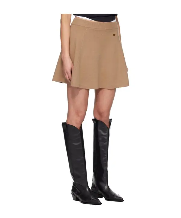 GANNI Cashmere Wool Mini Skirt - Incense