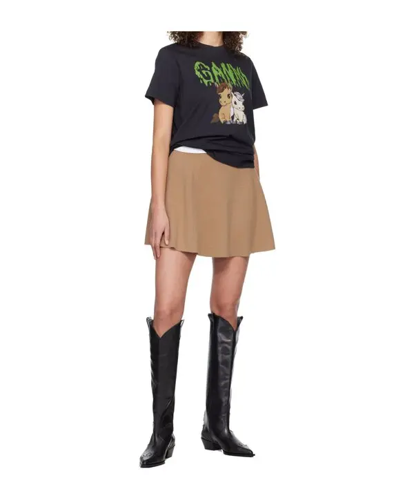 GANNI Cashmere Wool Mini Skirt - Incense