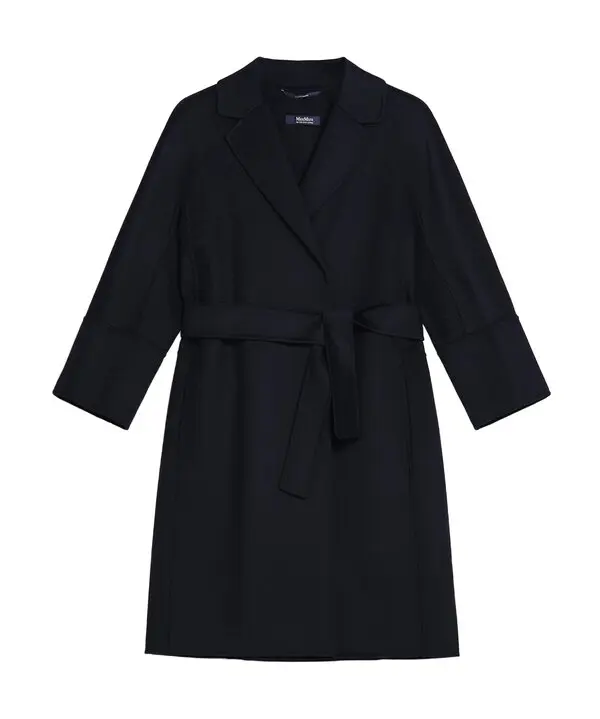 Max Mara Arona Belted Long-sleeved Coat - Midnight Blue