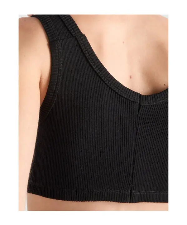 Prada Rib Knit Cropped Top With Enamel Logo