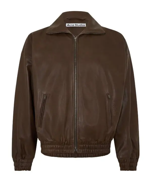 Acne Studios Logo Patch Leather Zip-up Jacket