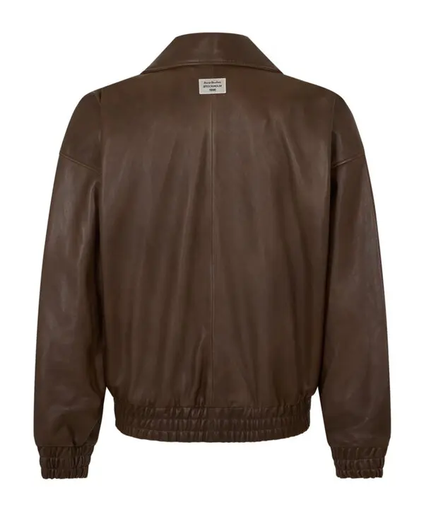 Acne Studios Logo Patch Leather Zip-up Jacket