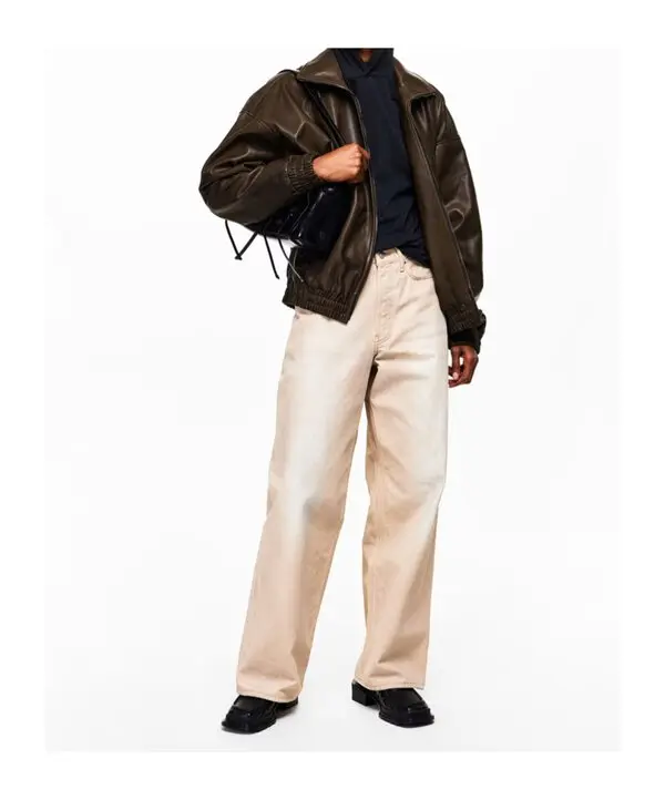 Acne Studios Logo Patch Leather Zip-up Jacket