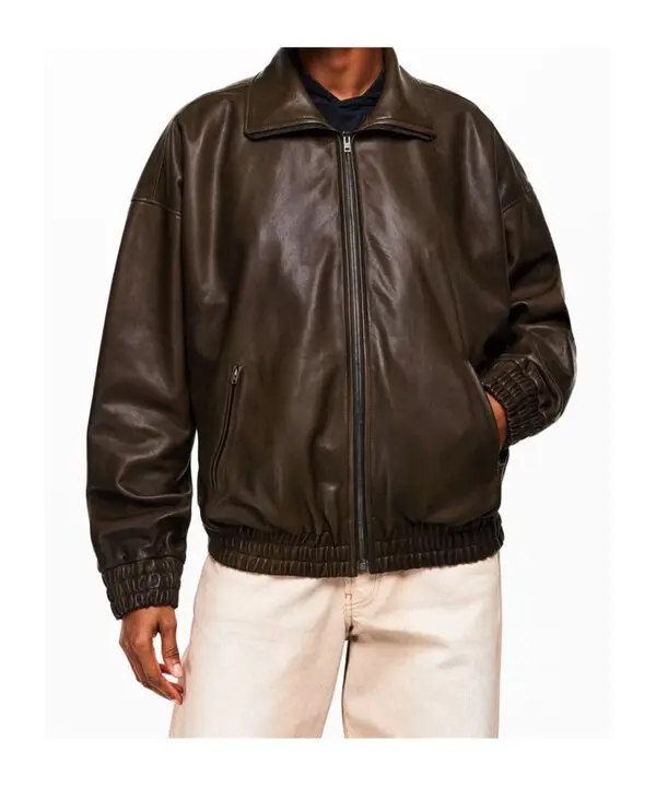 Acne Studios Logo Patch Leather Zip-up Jacket