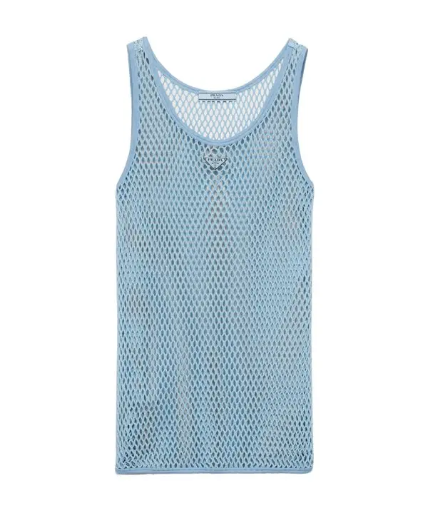 Prada Sleeveless Cotton Mesh Top