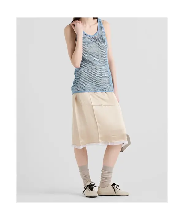 Prada Sleeveless Cotton Mesh Top