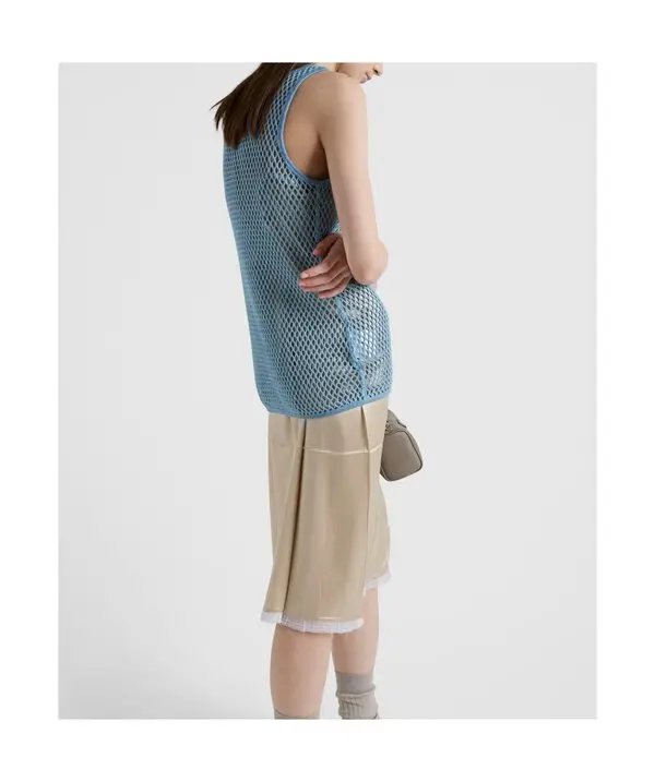 Prada Sleeveless Cotton Mesh Top