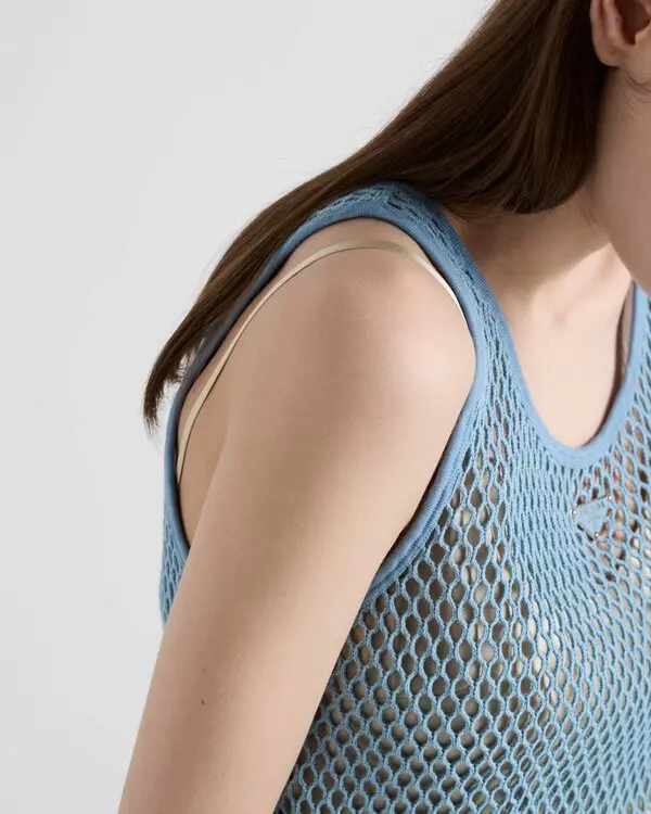 Prada Sleeveless Cotton Mesh Top