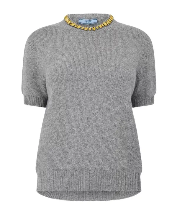 Prada Embellished Short-sleeved Sweater