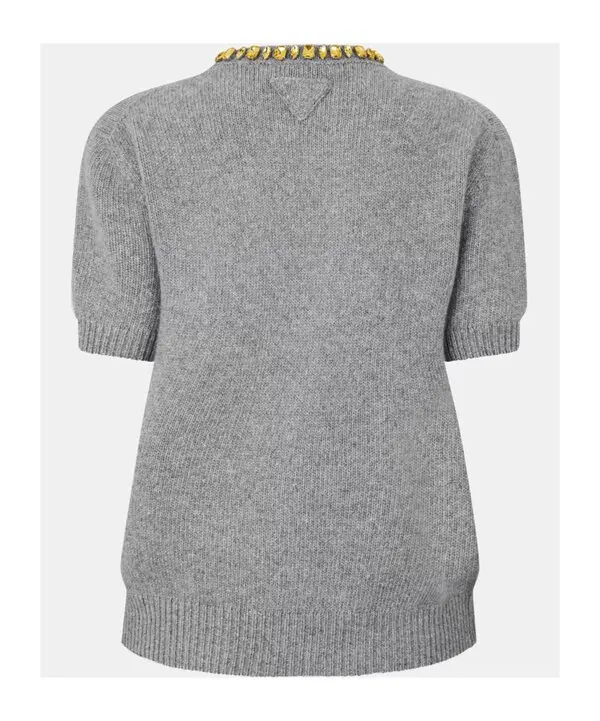 Prada Embellished Short-sleeved Sweater
