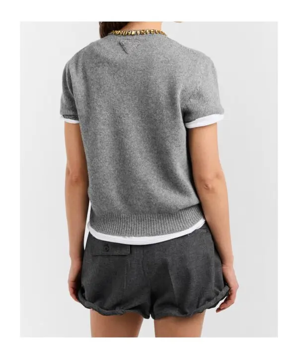 Prada Embellished Short-sleeved Sweater