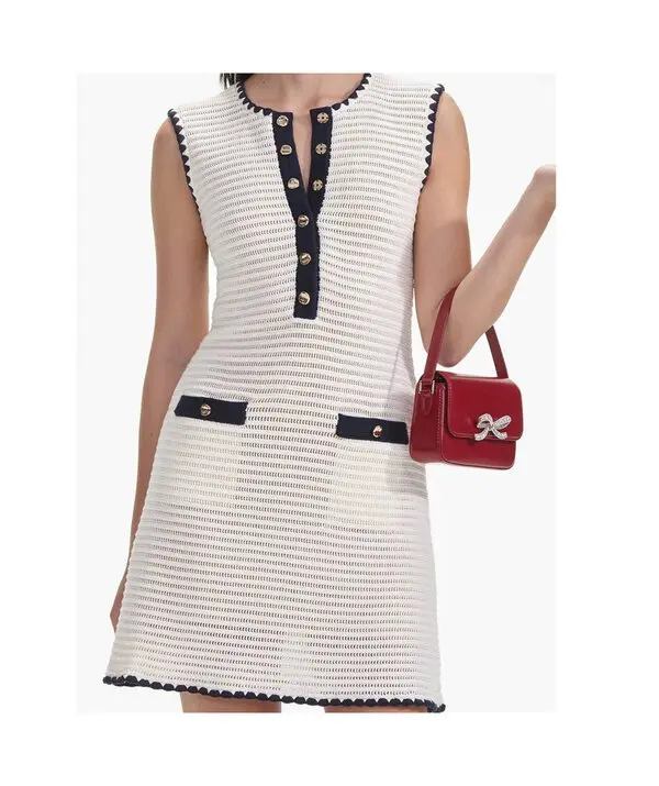 SELF-PORTRAIT Crochet Knitted Mini Dress