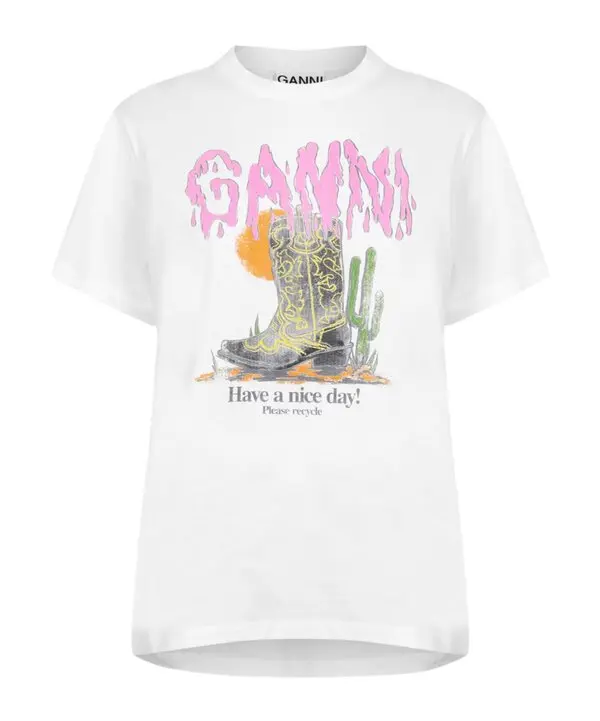 GANNI Logo Graphic T-shirt - White