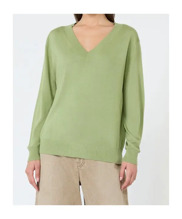 Max Mara Wool, Silk, And Cashmere V-neck Sweater