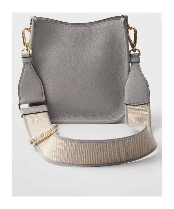 Prada Mini Leather Shoulder Bag - Granite Gray