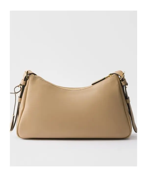 Prada Medium Leather Shoulder Bag - Sand