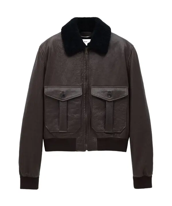 Saint Laurent Long-sleeved Leather Jacket