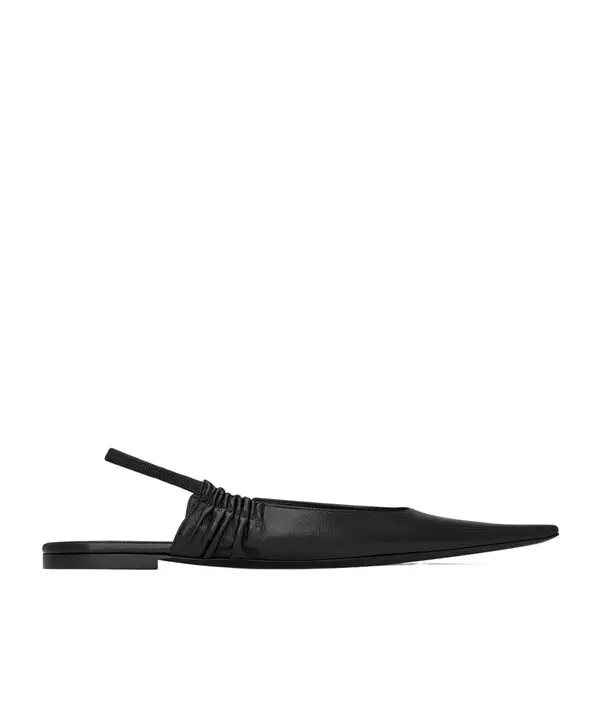 Saint Laurent Anne-marie Slingback Flats In Smooth Leather - Black