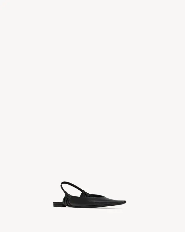 Saint Laurent Anne-marie Slingback Flats In Smooth Leather - Black