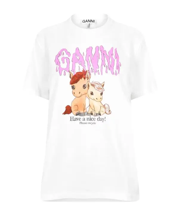 GANNI Logo Crewneck T-shirt