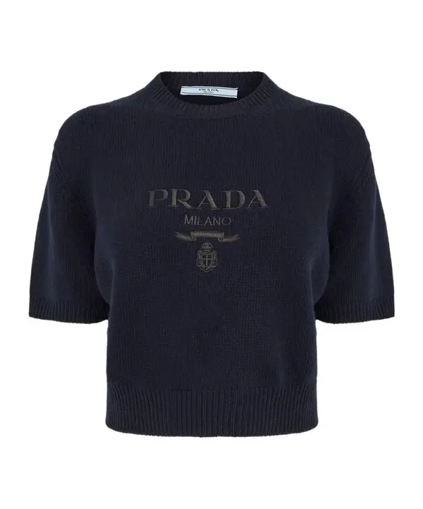 Prada Short Sleeve Crew Neck Knit Sweater