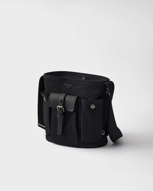Prada Route Mini Canvas And Leather Bucket Bag