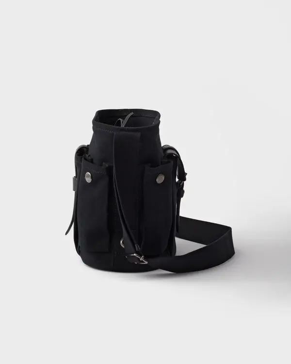 Prada Route Mini Canvas And Leather Bucket Bag