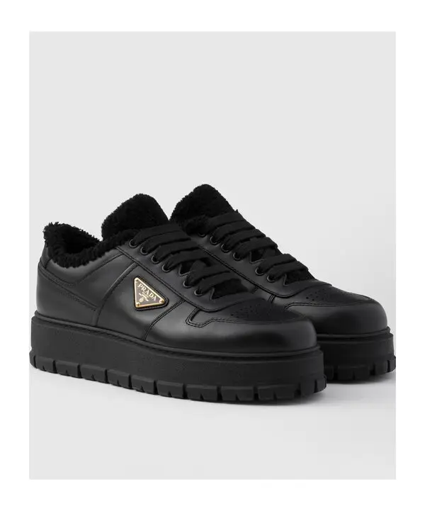 Prada Leather Laced Sneakers
