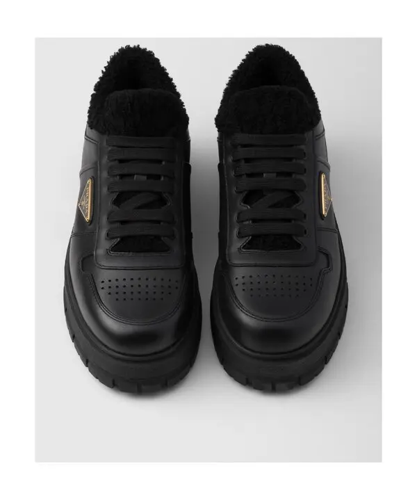 Prada Leather Laced Sneakers