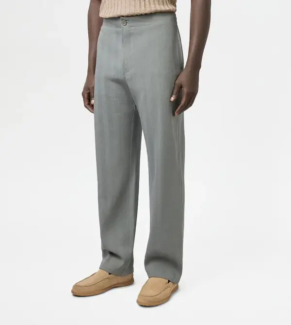 TOD'S Herringbone Drawstring Linen Trousers