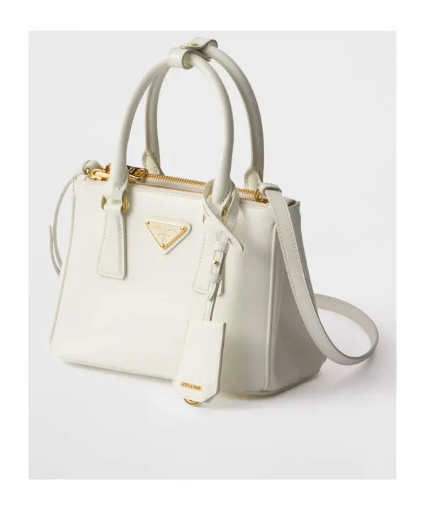 Prada Galleria Mini Patent Saffiano Bag - White
