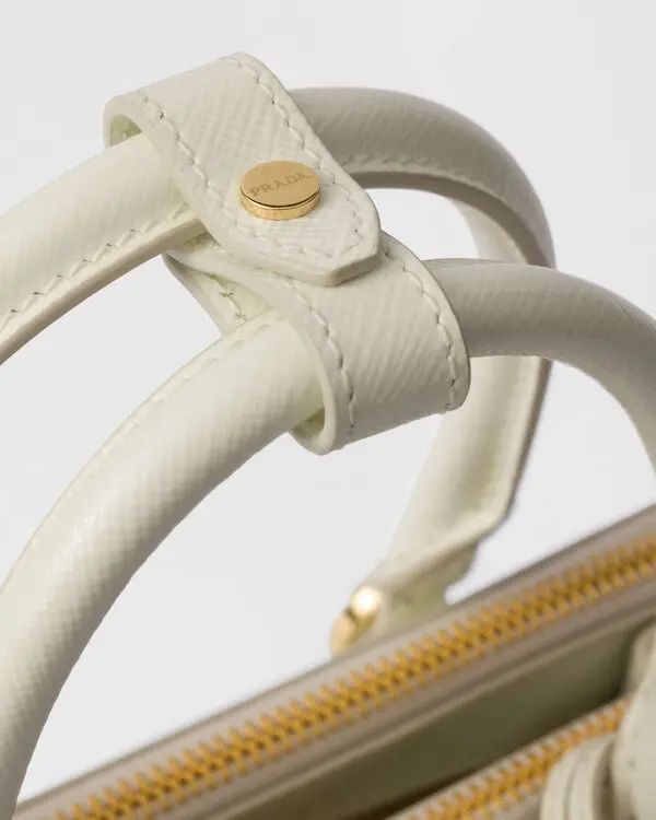 Prada Galleria Mini Patent Saffiano Bag - White
