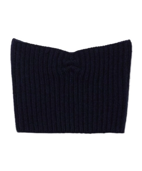 Prada Strapless Ribbed Knit Top With Mother Of Pearl Pendant