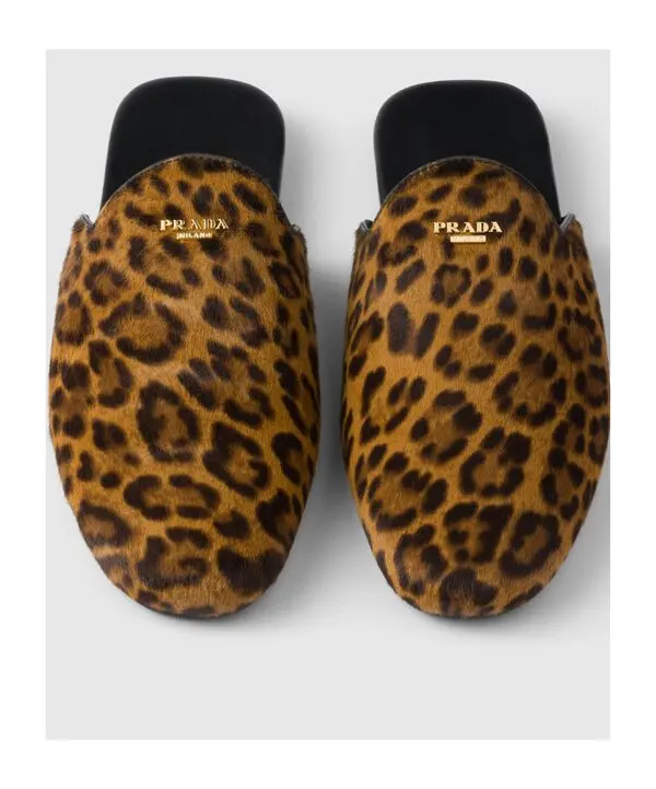 Prada Leopard-print Leather Mules - Honey-colored
