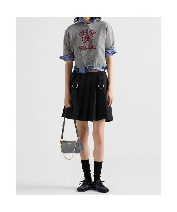 Prada Wool And Cashmere Intarsia Logo Sweater
