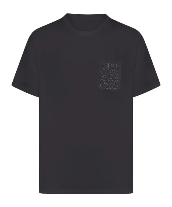 Loewe Logo Embroidered Crewneck T-shirt - Black