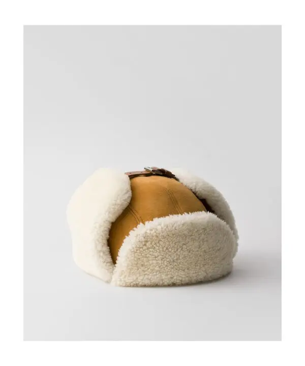 Prada Suede Shearling Trapper Hat