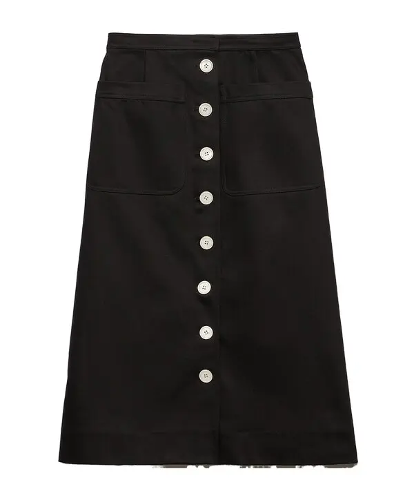 Prada Cotton Drill Flared Skirt
