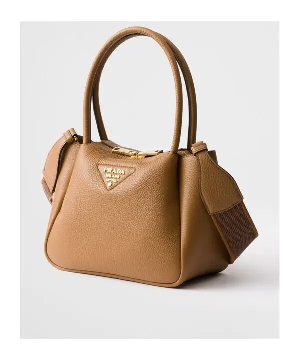 Prada Small Leather Bag With Woven Tape Shoulder Strap